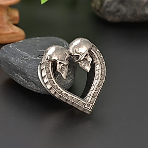 COOEAR 1 Pair Stainless Steel Gauges for Ears Heart Style Tunnels Skull Plugs Flesh Stretchers Earrings 0g to 1".