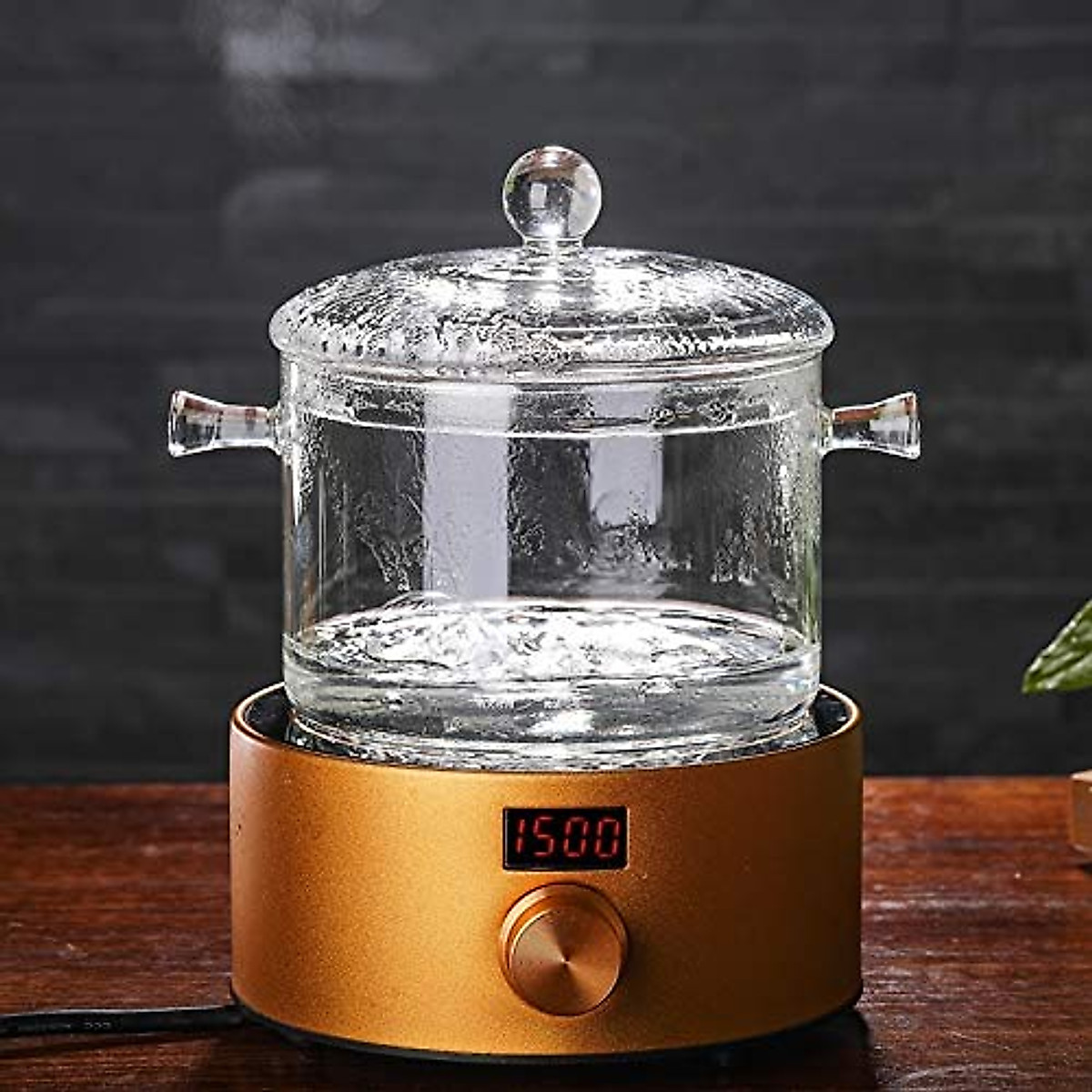 Small Glass Pot 1.5L High Borosilicate Heat-resistant Clear Pasta Instant Noodle Pot Pan Stew Cooker Baby Food Milk Sauce Hot Pot with Lid Mini Size Cookware