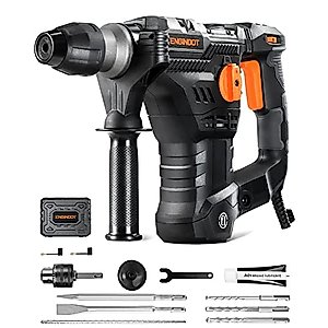 ENGiNDOT 1-1/4 Inch SDS-Plus Rotary Hammer Drill, 12.5 Amp 4350 BPM 900 RPM 4 Modes 7 JOULES Heavy Duty Hammer Drill with Safety Clutch, Drill Chuck - TRH01A