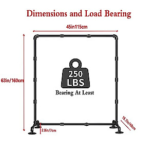 Mdjwjj Industrial Pipe Clothing Rack Free Standing,Vintage Commercial Grade Pipe Garment Racks with 4 Stable Feet for Hanging Clothes Retail Display,Black