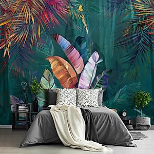 Fightal - Tropical Botanical Banana Leaf Wallpaper Green Plant Floral Large Wall Mural for Living Room Bedroom (Papel tapiz para pared de habitacion) 151"x105" (Not Peel and Stick)