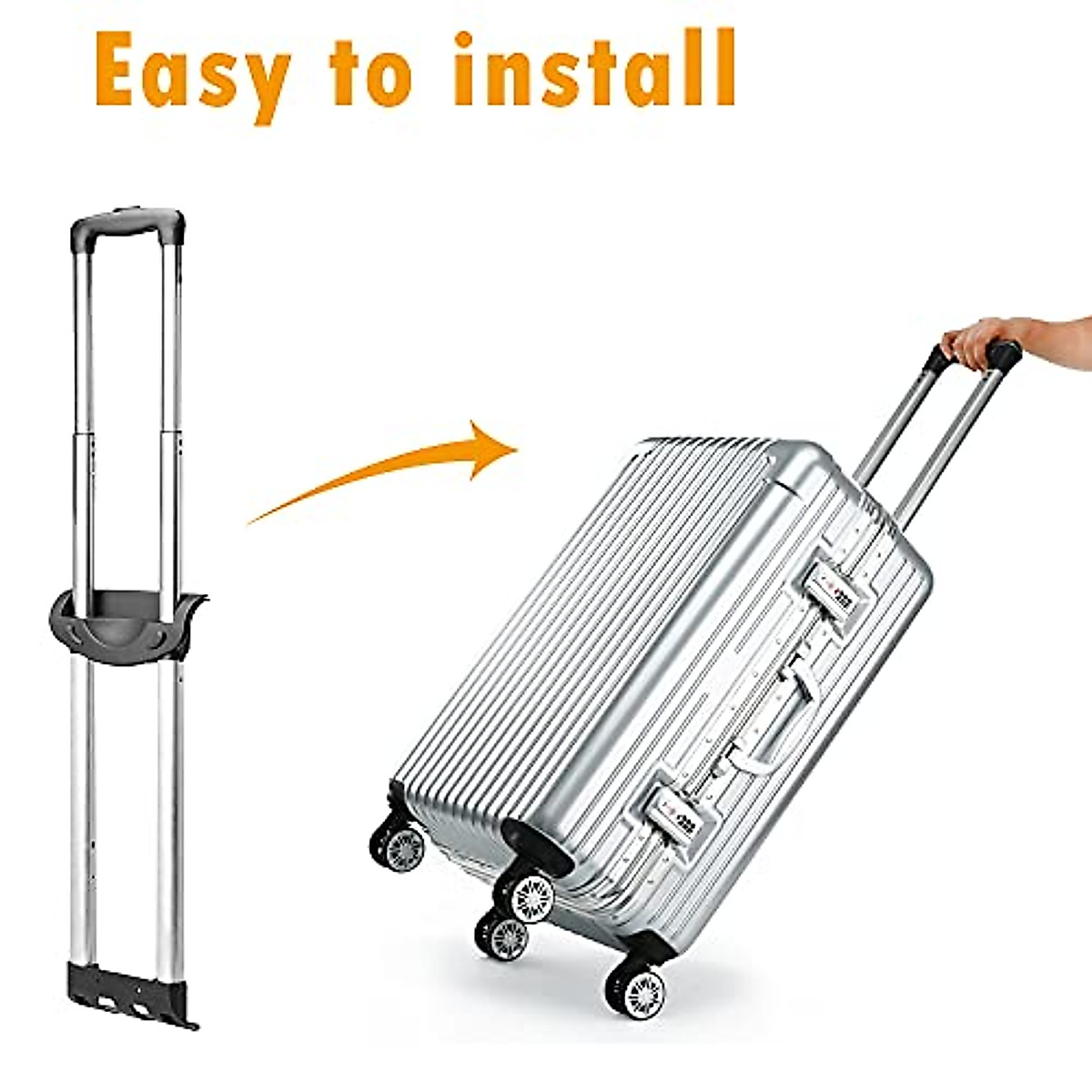 RDEXP 51cm Stretchable Length Travel Luggage Telescopic Handle Replacement Spare Part Suitcase Pull Drag Rod G003 20inch Suitable for 20-inch suitcase