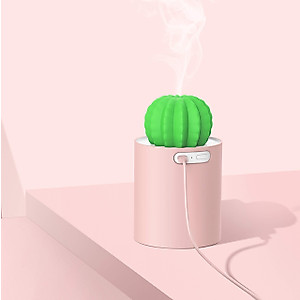 USB Cool Mist Humidifier with Night Light, Mini Size Cactus Humidifier Ultra-Quiet Operation with Timed auto Shutdown for Bedroom,Baby Room,Home,Yoga, Office,Spa,Coffee Bar,Travel Desktop-50ml/h(Pink)