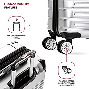 SwissGear 7782 Hardside Expandable Luggage with Spinner Wheels, Silver, Checked-Medium 24-Inch