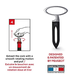 Peugeot Mathus Blade-Style Corkscrew, Black, 2 prong