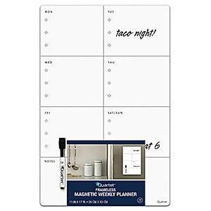 Quartet Magnetic Weekly Planner Dry Erase Board, 11" x 17", Small White Board for Fridge, Home School Supplies or Home Office Decor, Frameless, Includes 1 Dry Erase Marker (63540)