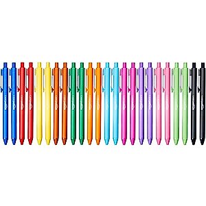 Amazon Basics Retractable Ballpoint Pen - Assorted Colors - 24-Pack