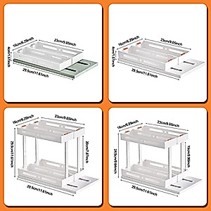 AVSMGP Under Sink Organizers and Storage, Rotatable Under Bathroom Cabinet Organizer, 2 Tier Sliding Under Shelf Storage Kitchen Cabinet Basket Drawer Organizer,White,S