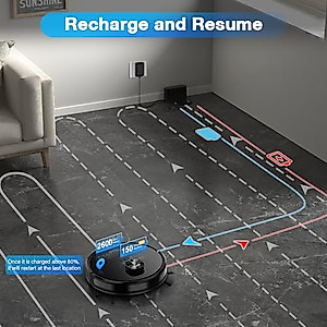 Tikom L9000 Robot Vacuum and Mop Combo, LiDAR Navigation, 4000Pa Robotic Vacuum Cleaner, Up to 150Mins, Smart Mapping, 14 No-go Zones, Good for Pet Hair, Carpet, Hard Floor