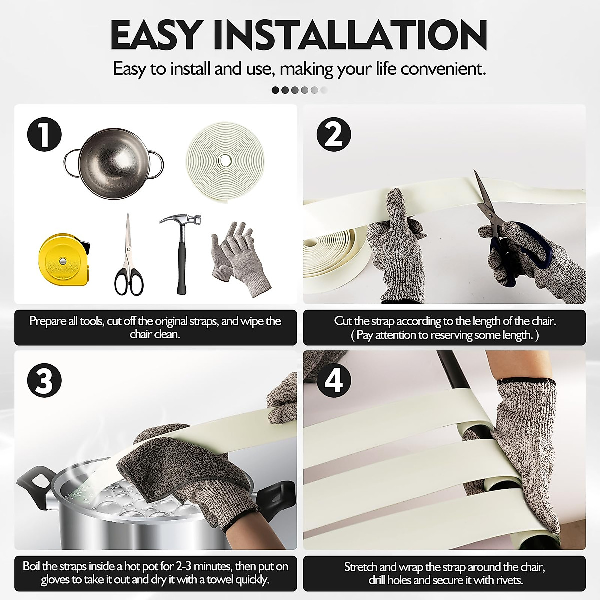 LukLoy 100ft Long Vinyl Straps for Patio Chairs Repair 2" Wide Patio Furniture Replacement Straps (White)