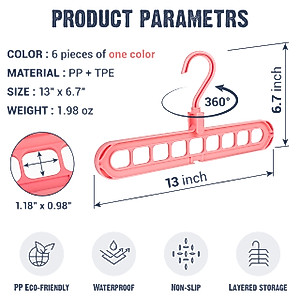 Vita88shop - Closet Organizers and Storage, Pack of 6 Multifunctional Closet Organizer Hangers with 9 Holes Closet Storage Organization for Wardrobe