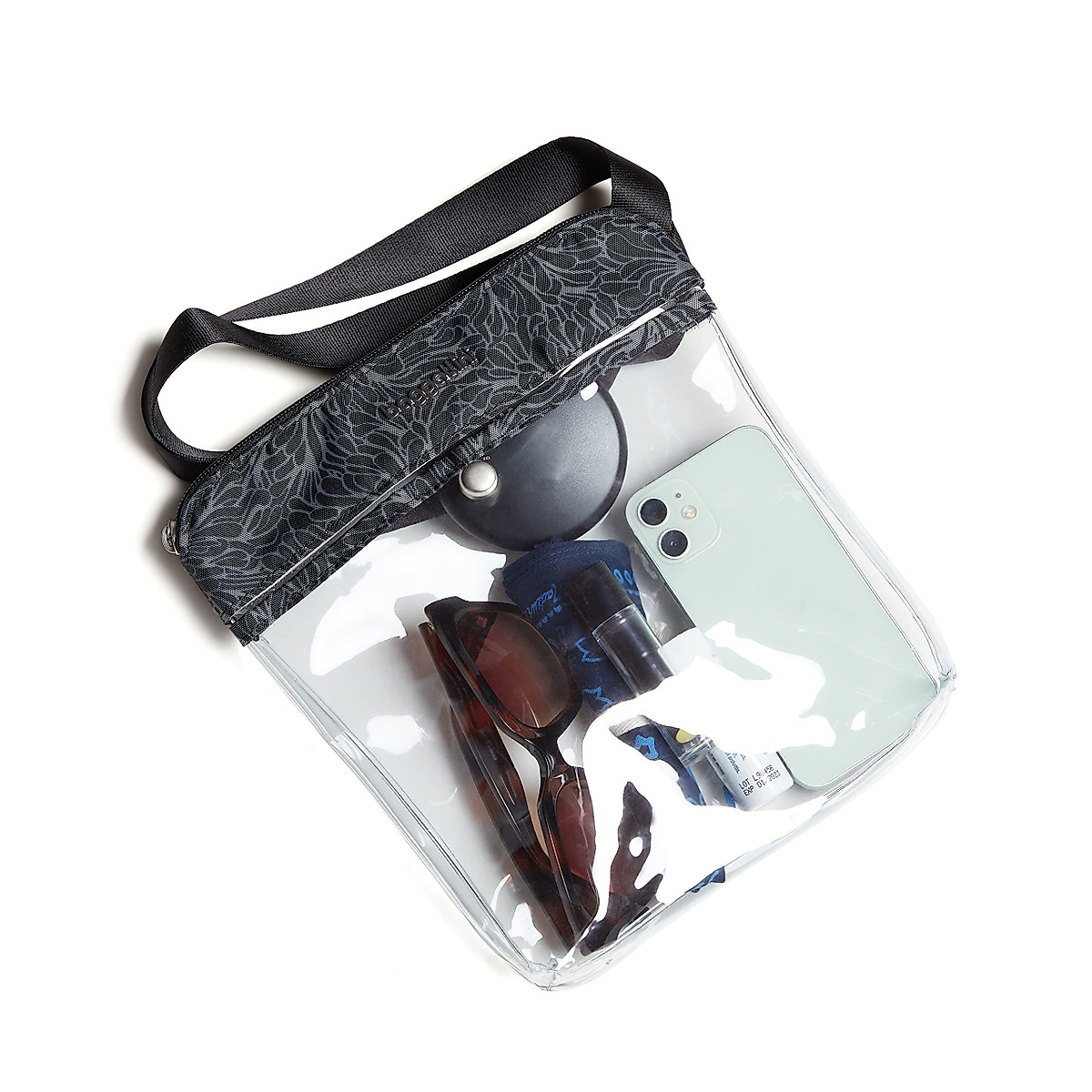 Baggallini Womens Clear Pocket Crossbody, Midnight Blossom, One Size US