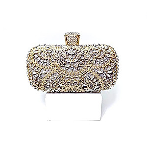 YLLWH Evening Clutch Bag for Women Wedding Golden Clutch Purse Chain Shoulder Bag Small Party Handbag with Metal Handle