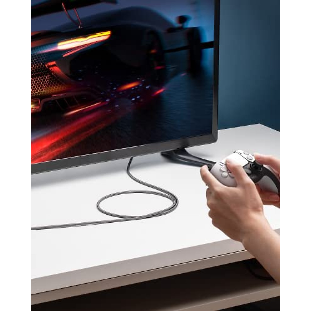 Anker 8K@60Hz HDMI Cable, Ultra High Speed 4K@120Hz 48Gbps 6.6 ft Ultra HD HDMI to HDMI Cord, Support Dynamic HDR, eARC, Dolby Atmos, Compatible with PlayStation 5, Xbox Series X, Samsung TVs and More