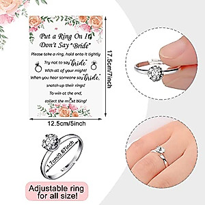 Put a Ring on It Bridal Shower Game with 50 Fake Rings, Rustic Greenery Theme Wedding Shower Games Wedding and Engagement Rings Bridal Shower Decor and Not Say Bride Rules Cards (Silver, Flowers)