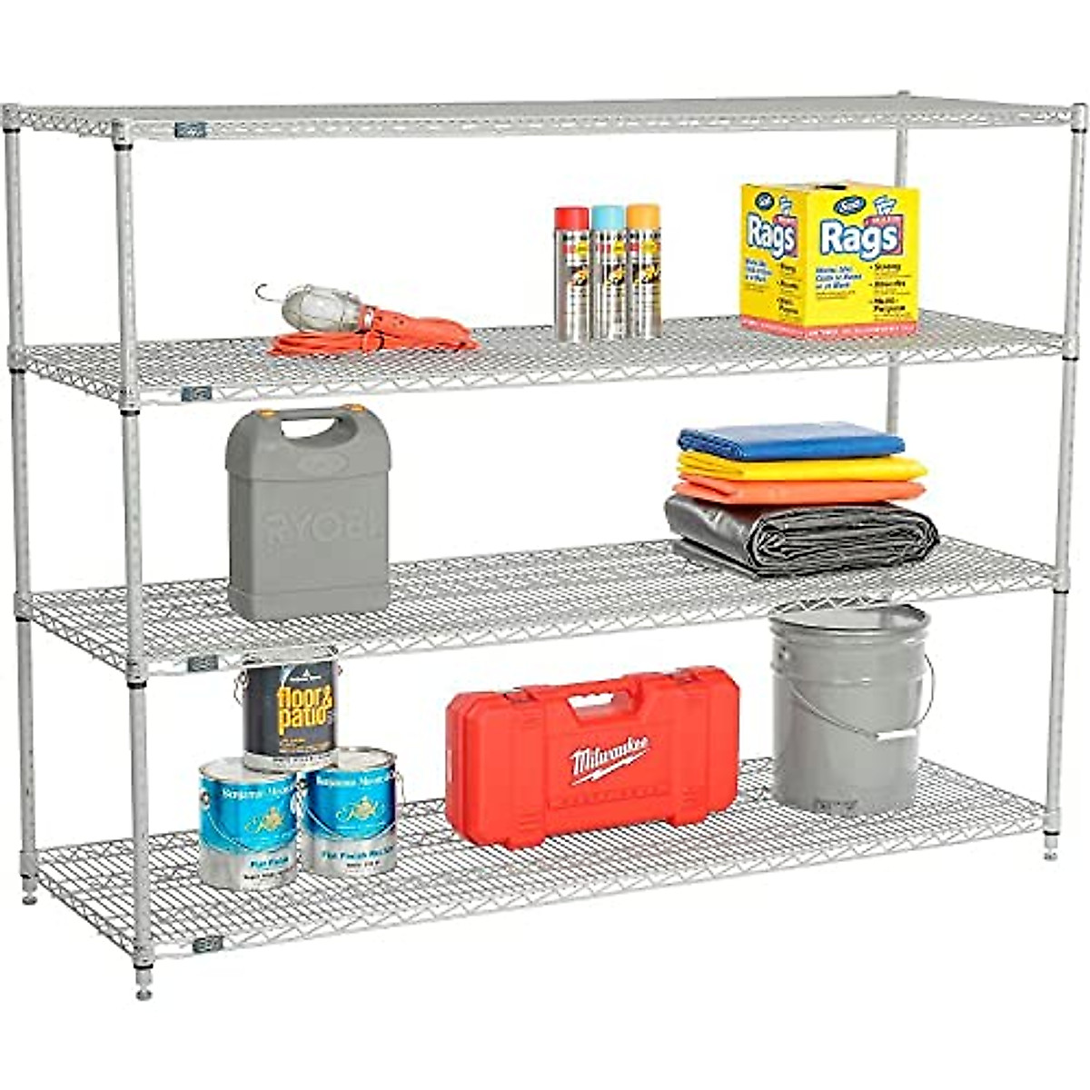 Nexel 18" x 60" x 63", 4 Tier, NSF Listed Adjustable Wire Shelving, Unit Commercial Storage Rack, Silver Epoxy, Leveling feet