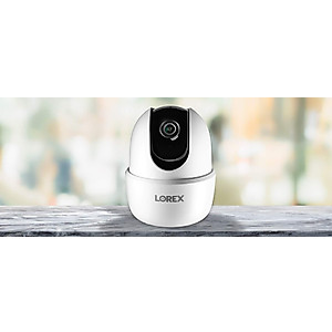 Lorex Pan & Tilt Indoor Security Camera, Wireless 2K WiFi Camera with Person Detection, Two-Way Talk and Smart Home Compatibility, 16GB MicroSD, 1 Camera