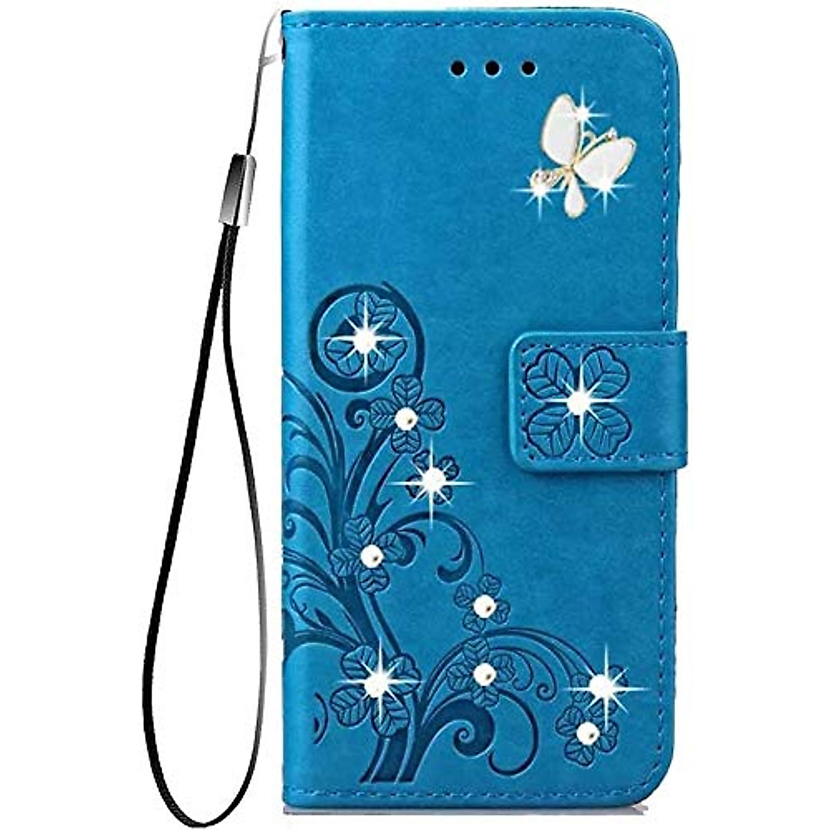 LEMAXELERS Galaxy Z Fold 2 5G Case Bling Diamond Clover Wallet Case with Card Slots Magnetic Flip Stand Premium PU Leather Shockproof Cover for Samsung Galaxy Z Fold 2 5G Diamond Clover Blue SD