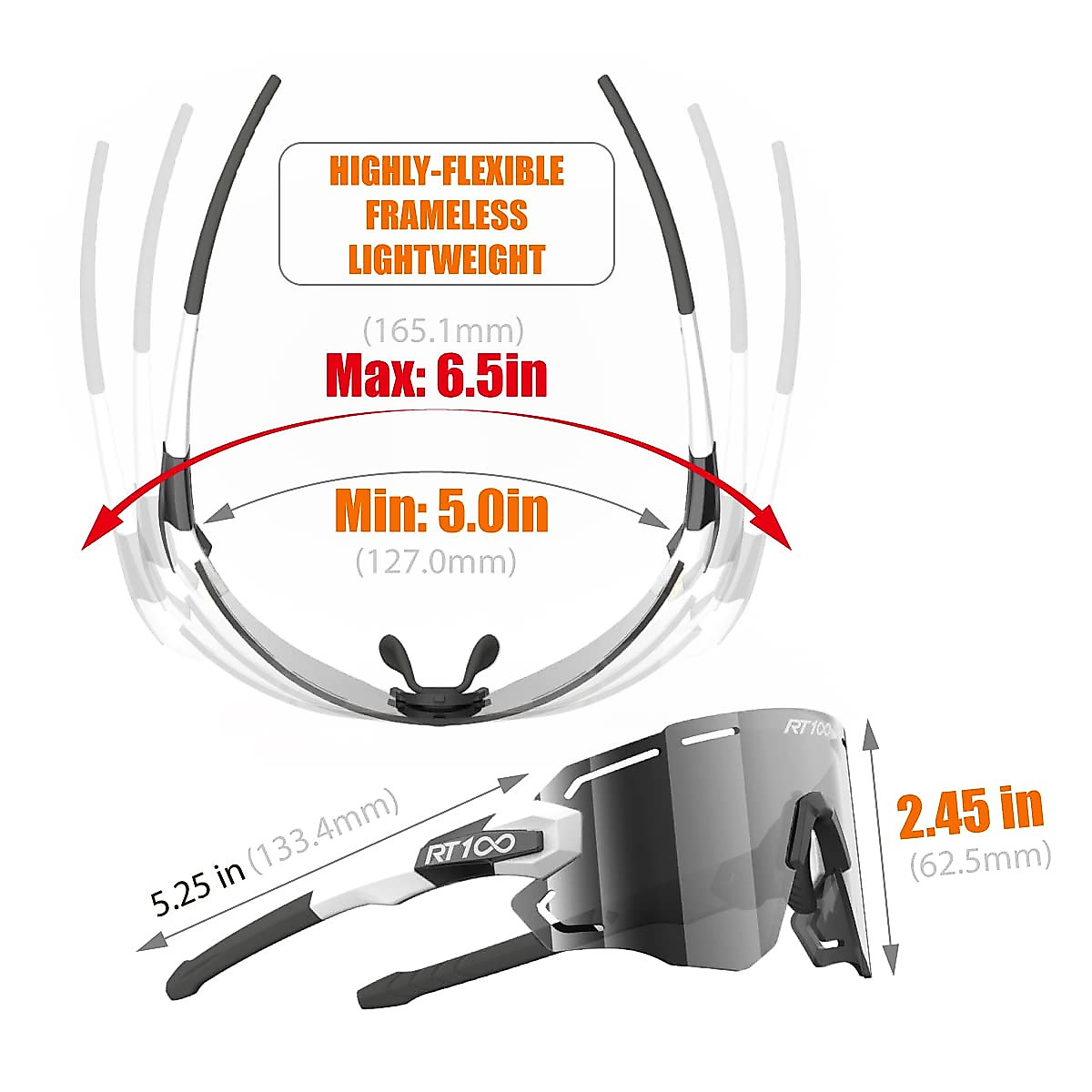 RT100 Cycling glasses for Men and Women Cylindrical Lens, bike sunglasses for men riding sunglasses for men