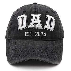 Hiwelove 2PCS Mom and Dad EST 2024 Hats for Men Women, Funny New Dad Mom Gifts Baseball Cap New Parents Gifts for Couples