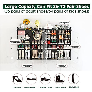 Jomifin Shoe Rack Storage Cabinet with Doors, Portable Shoes Rack Organizer, Expandable Standing Rack, Storage 36-72 Pairs Shoes, Boots, Slippers for Entryway, Bedroom, Bedroom 6-Tier(Black)
