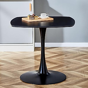 ATSNOW 31.5 in Black Square Pedestal Tulip Table, Mid Century Modern Dining Table for Small Spaces