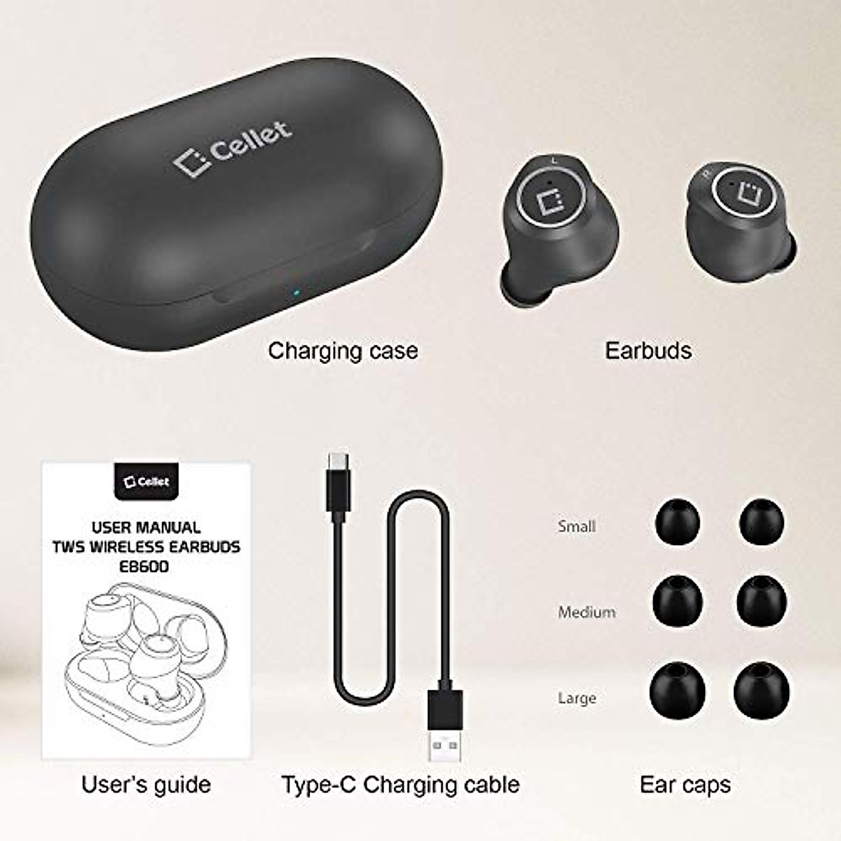 Wireless V5 Bluetooth Earbuds Compatible with Samsung Galaxy S10e with Charging case for in Ear Headphones. (V5.0 Black)