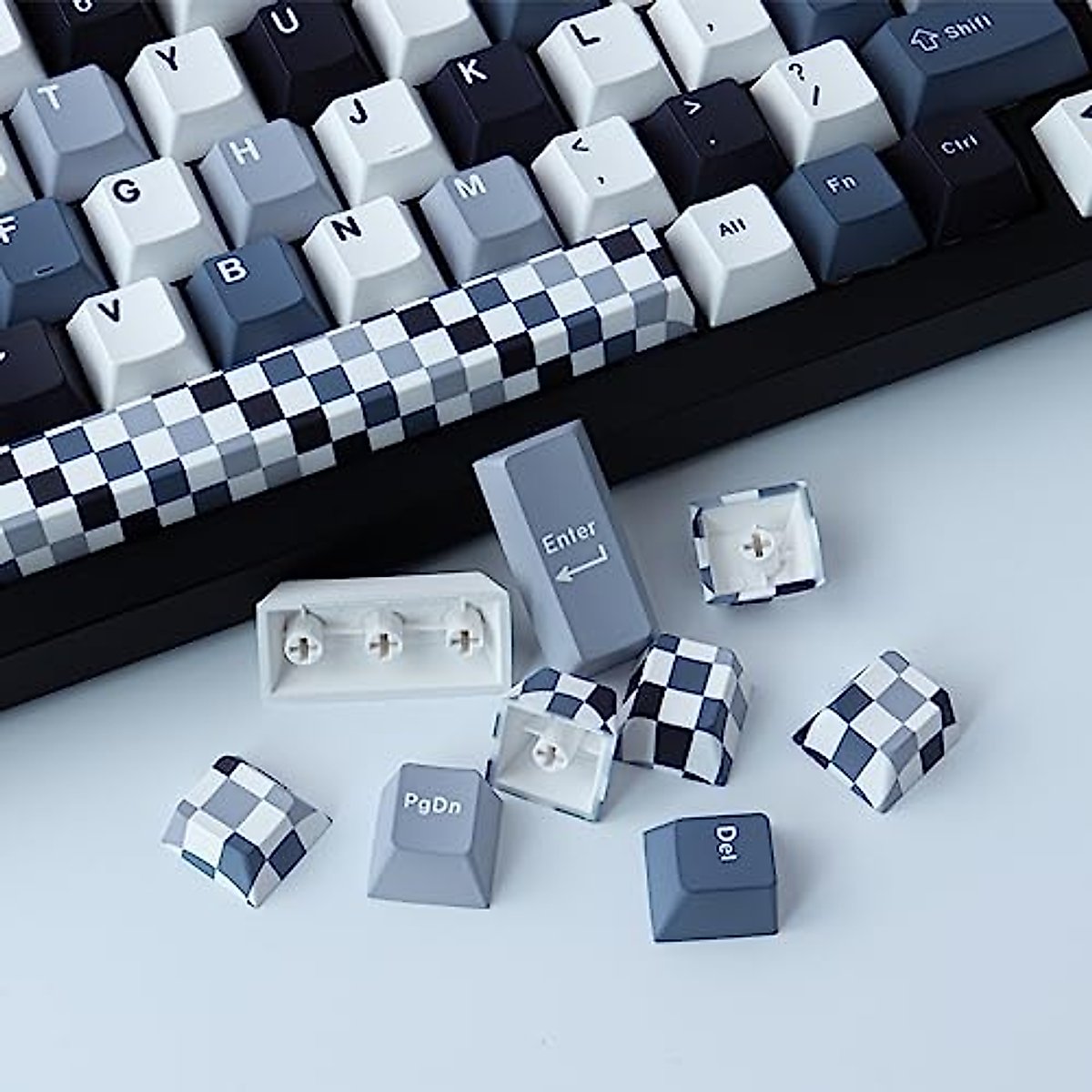 TYRIXKI PBT Keycaps 134 Keys Mosaic Custom Keycaps Dye-Sublimation Set with 7U Spacebar Cherry Profile for US Layout Cherry MX Swithes Mechanical Keyboards