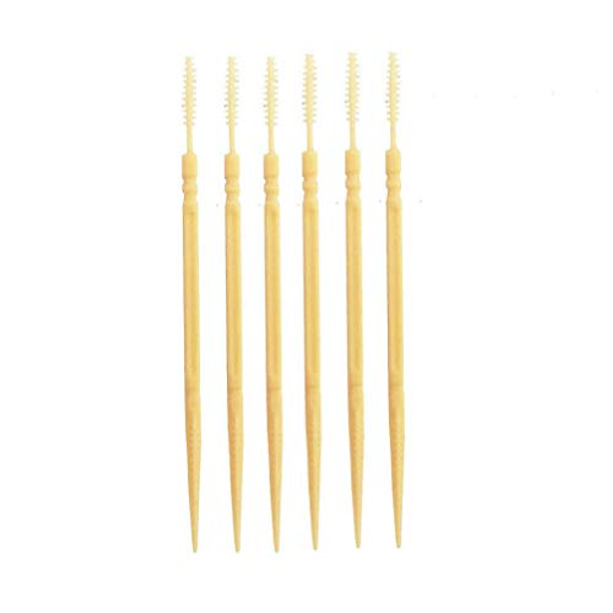 200pcs Double-Head Toothpicks Soft Plastic Oral Care Interdental Floss Cleaners toothpicks,Braces Brush (Light Yellow)
