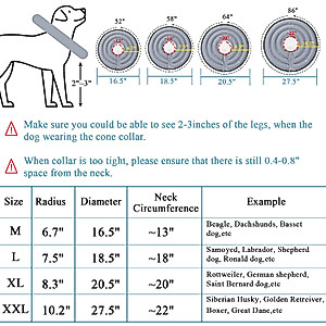 BABYLTRL Dog Cone Collar for After Surgery, Inflatable Pet Recovery Collar for Dogs and Cats, Soft Protective Recovery Cone to Prevent Pets from Touching Stitches, Wounds and Rashes (L, Grey)