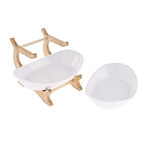 Elegant Multi-Tiered Fruit Tray Plate with Wooden Stand, Serving Tray, Appetizer Dessert Stand, Tray Display, 2 Tiers White