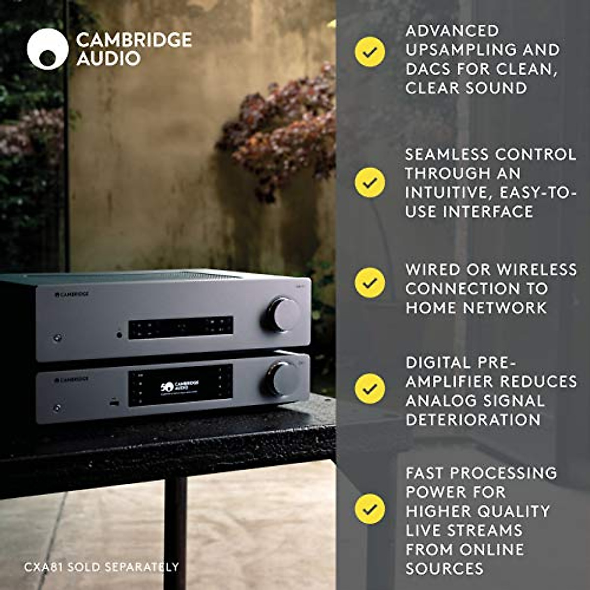 Cambridge Audio CXN V2 Stereo Network Streamer - All-in-One Wireless Media Streaming with WiFi (Lunar Grey)