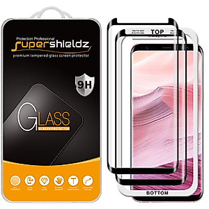 Supershieldz (2 Pack) Designed for Samsung (Galaxy S8 Plus) Tempered Glass Screen Protector with (Easy Installation Tray) Anti Scratch, Bubble Free (Black)