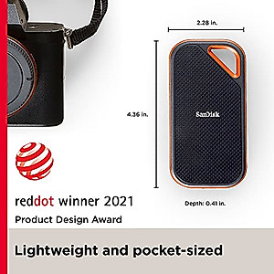 SanDisk 1TB Extreme PRO Portable SSD - Up to 2000MB/s - USB-C, USB 3.2 Gen 2x2, IP65 Water and Dust Resistance, Updated Firmware - External Solid State Drive - SDSSDE81-1T00-G25