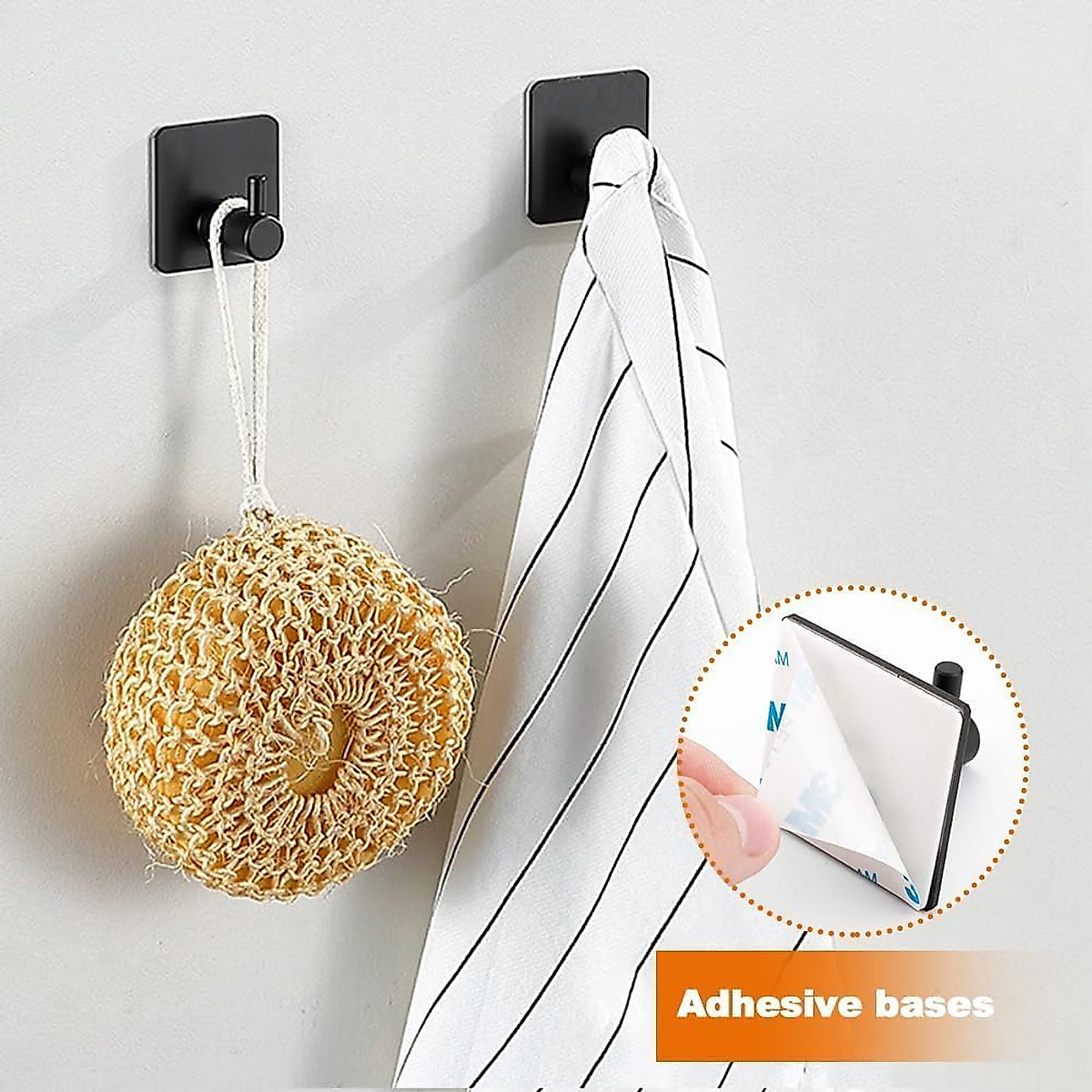 Bathroom Hardware Set, 16" Matte Silver Bathroom Accessory Set, 5 Pieces Hand Towel Bar Set Wall Mounted, Including 16" Hand Towel Bars, Toilet Paper Holders, Robe Towel Hooks Black