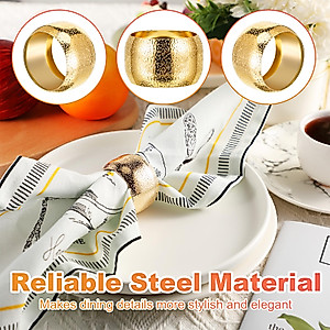 Lallisa Gold Napkin Rings Metal Napkin Ring Holders for Cloth Napkins Table Decorations for Wedding Thanksgiving Christmas Anniversary Birthday Dinners Party of Table Setting(48 Pcs, Classic)