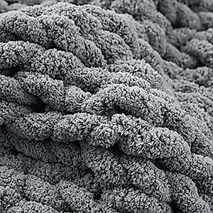 Sunyrisy Chunky Knit Throw Blanket, Luxury Soft Cozy Chenille Throw Blanket, Large Throw Bed Blanket for Couch, Sofa, Home Decor,Gift - Machine Washable (Dark Gray 50x60 in)