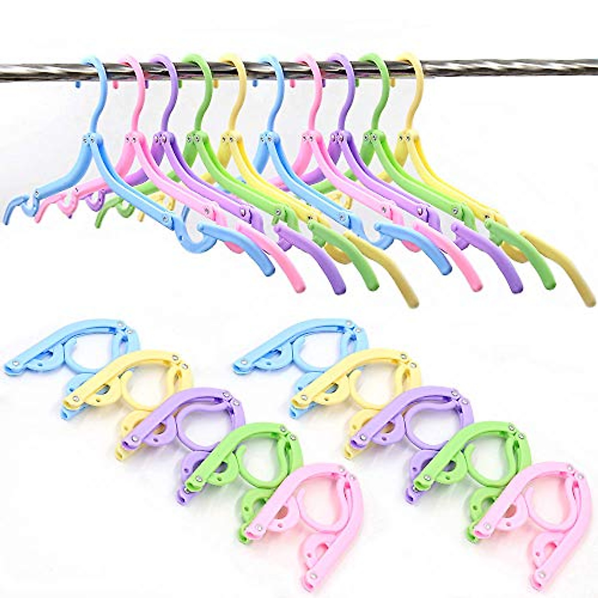 20 Pcs Portable Folding Travel Clothes Hangers, Foldable Clothes Drying Rack for Travel
