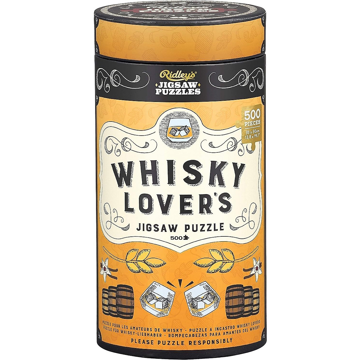 Ridley's Whisky Lover's 500-Piece Jigsaw Puzzle – Whisky Puzzle with Informational Image, Sturdy Storage Tube Included – Activity Puzzle – Makes a Great Gift