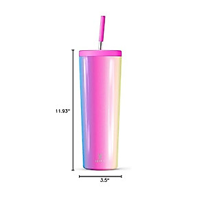 Meoky 30 oz Insulated Tumbler with Lid and Straw, Stainless Steel Vacuum Insulated Tumbler, Keeps Cold for 24 Hours, 100% Leak Proof, Fits in Car Cup Holder (Carnival)
