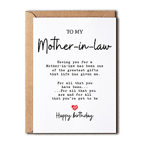 To My Mother-In-Law - Mother-In-Law Birthday Card - Mother-In-Law Is The Greatest Gifts In My Life - Birthday Card For Mother-In-Law - Gift For Mother-In-Law Card