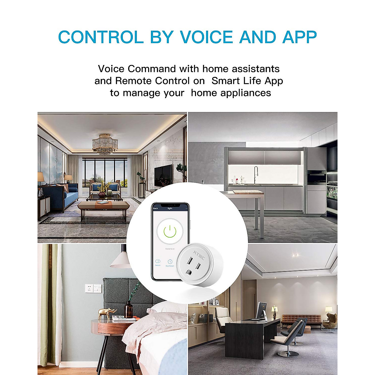 Smart plug 4 Packs, KTMC Mini Wifi Outlet Compatible with Alexa, Google Home, No Hub Required, Remote Control Your Home Appliances from Anywhere, ETL Certified