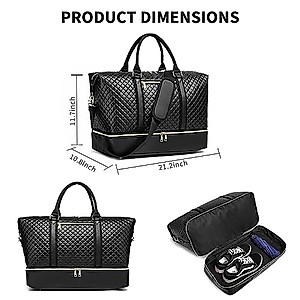 Travel Bag with Shoe Pouch,Weekender Bag Overnight Duffle Bag Carry On Bag Travel Tote Duffel Bags for Traveling Sport Duffel Bag Gym Bag for Women or Men