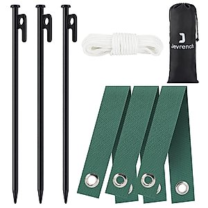 Jevrench Tree Stake Kits, Heavy Duty Tree Stakes and Supports Kits for Young Trees Against Bad Weather, 3 Pcs Tree Stake, 3 Pcs Tree Straps, 32.8 FT Rope