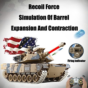 TIMWIENR RC Tanks That Shoot BBS, 1/18 Remote Control Tank with Metal Track, Spray Mists, 45MINS Playing Time, 3D Stereo RC Army Military Vehicle Toys for Adults & Kids (M1A2)