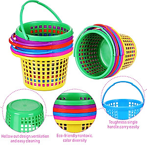 Jetec Easter Eggs Basket Multi-color Easter Plastic Basket Easter Hunt Basket for Easter Egg Hunts Goodies Party Favor Supplies (12, 13.5 x 9.5 cm/ 5.3 x 3.7 Inch)