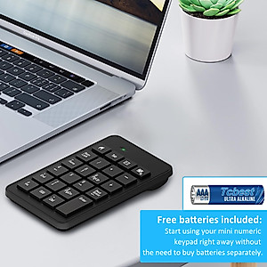 Bluetooth Number Pad with Battery, 23 Keys Wireless Numeric Keypad Upgraded Version of 10 key Keyboard Financial Accounting Numpad Compatible for Laptop, PC, Macbook, Notebook, Desktop,Surface Pro
