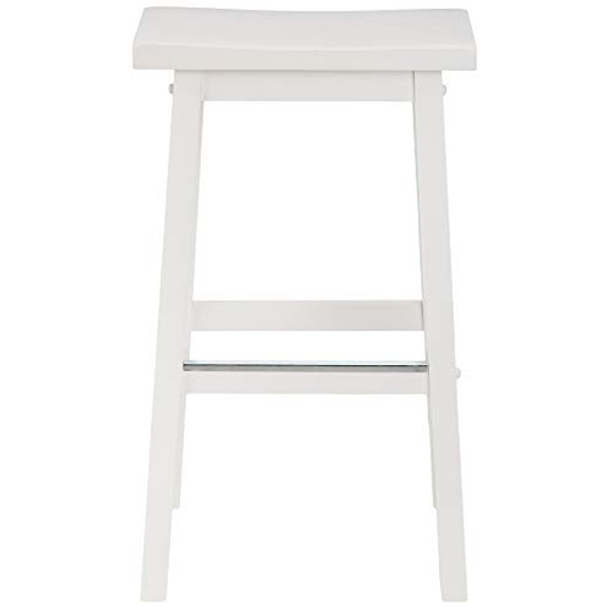 Amazon Basics Solid Wood Saddle-Seat Kitchen Counter Barstool, 29-Inch Height, White - Set of 2