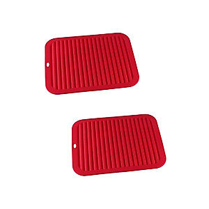 NOLITOY 2pcs Silicone Mat Dish Drying Mat Coasters for Dining Table Insulation Pad Silicone Mat Drain Tray Non-slip Pad
