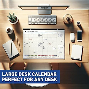18 Month Desk Calendar 2024-2025 - Large Desktop Calender 17" x 12" - Monthly Planner for Home and Office - School and Teacher Planning Tool